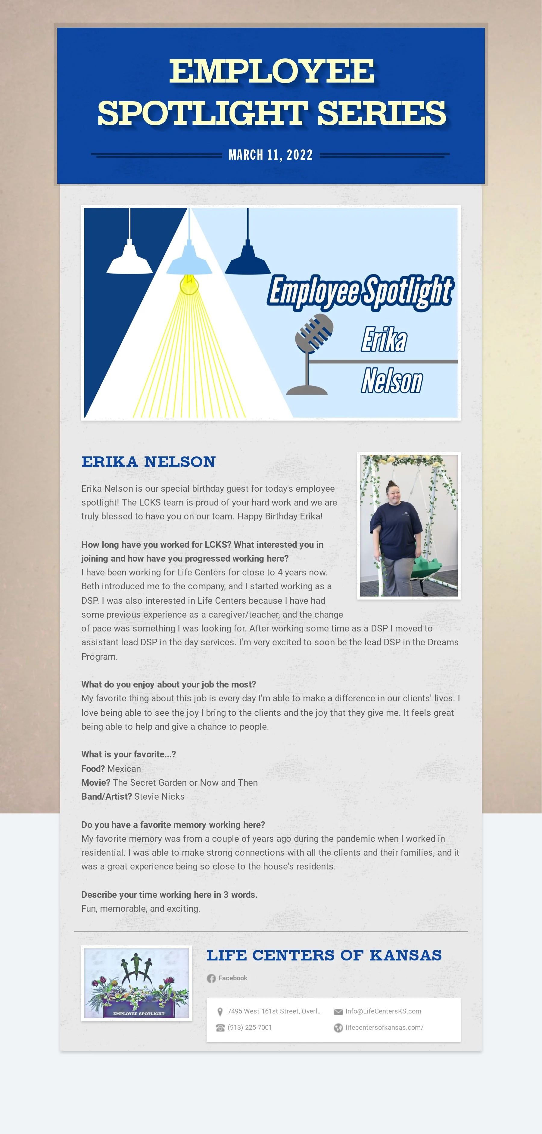 Employee Spotlight Series — Life Centers of Kansas