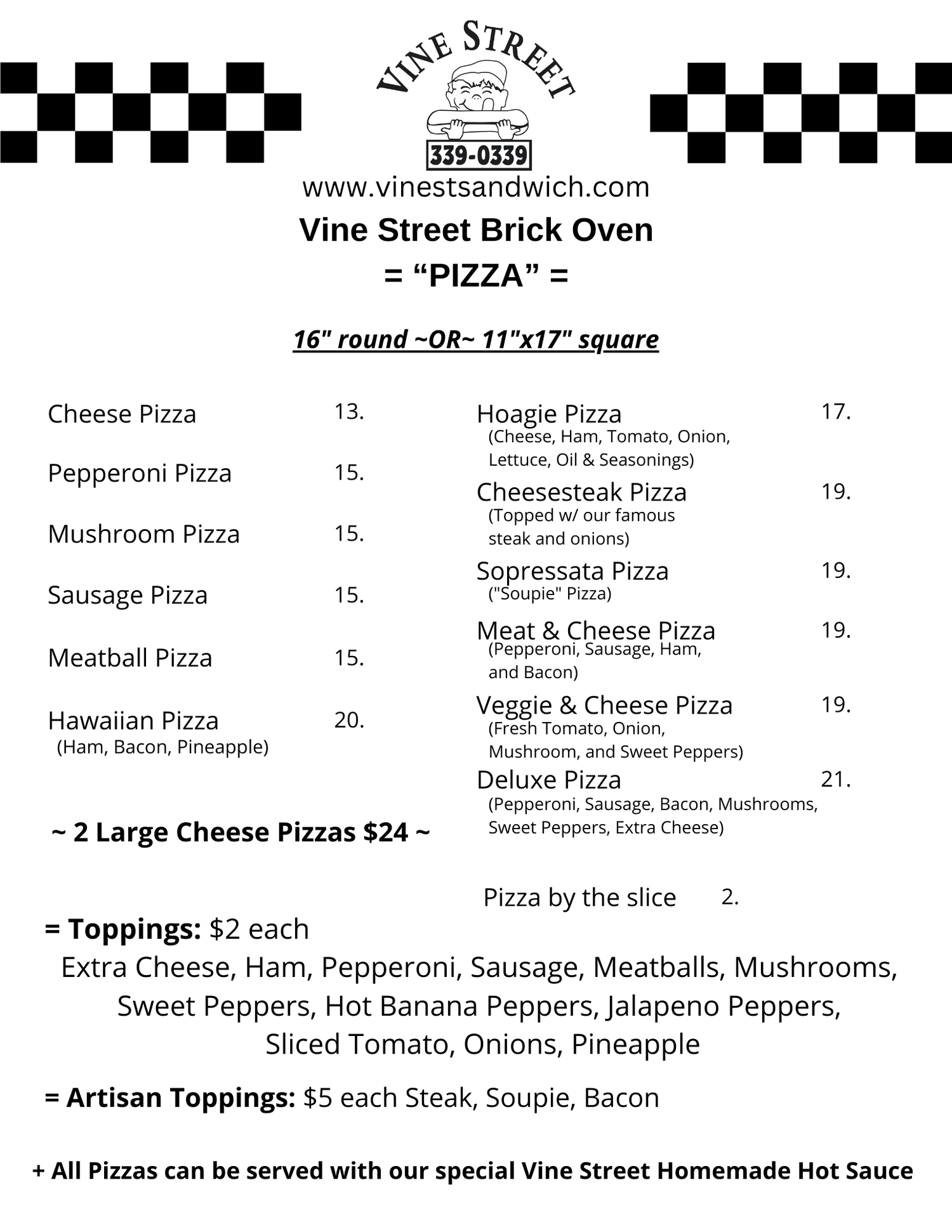 Menus — Vine Street