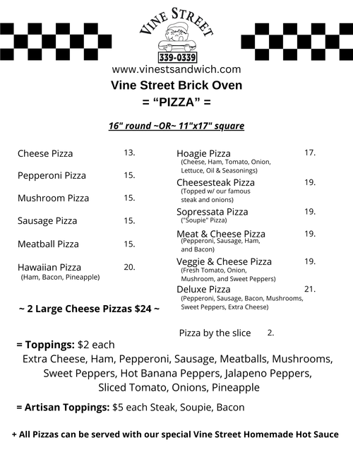 Menus — Vine Street