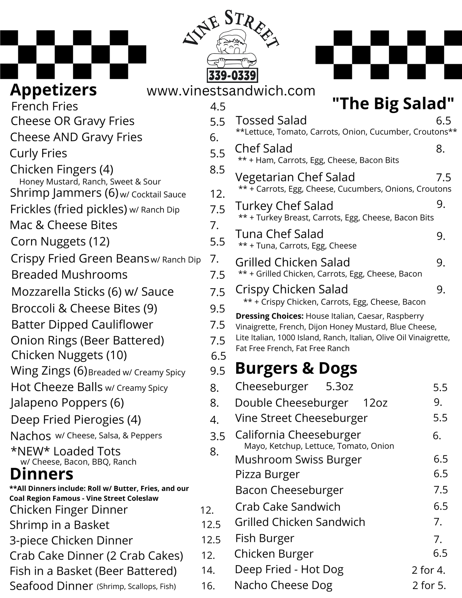Menu — Vine Street