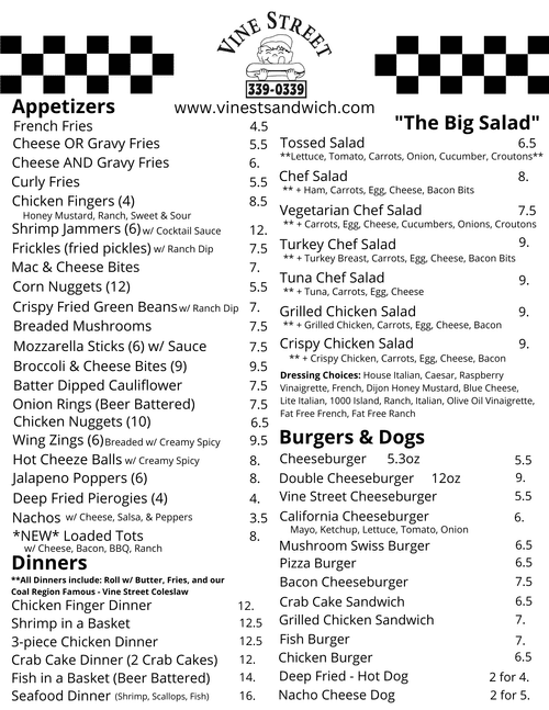 Menu — Vine Street