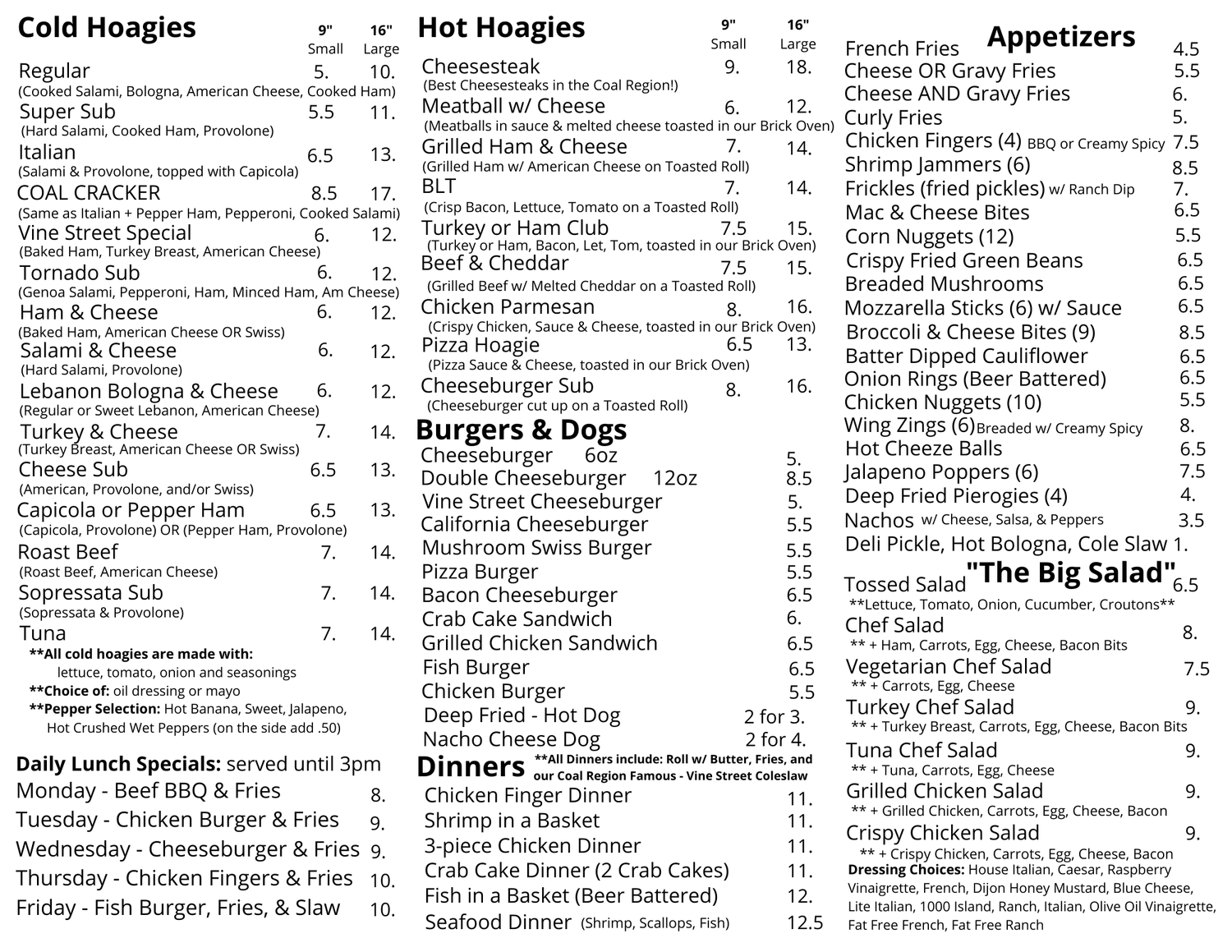 Menu — Vine Street