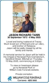 In Memory: Jason Tann — William Cole Funerals | Excellence in Funeral ...