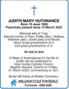 Judith Huthnance — William Cole Funerals | Excellence in Funeral Service