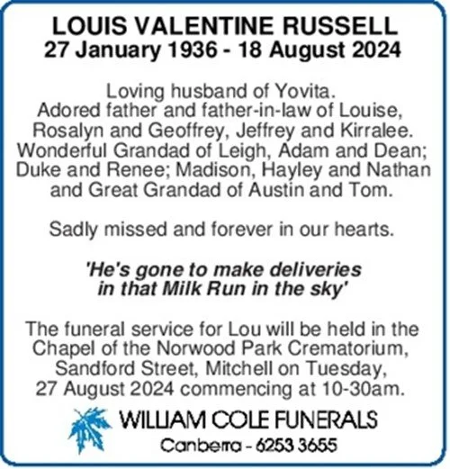 Louis Russell — William Cole Funerals | Excellence in Funeral Service