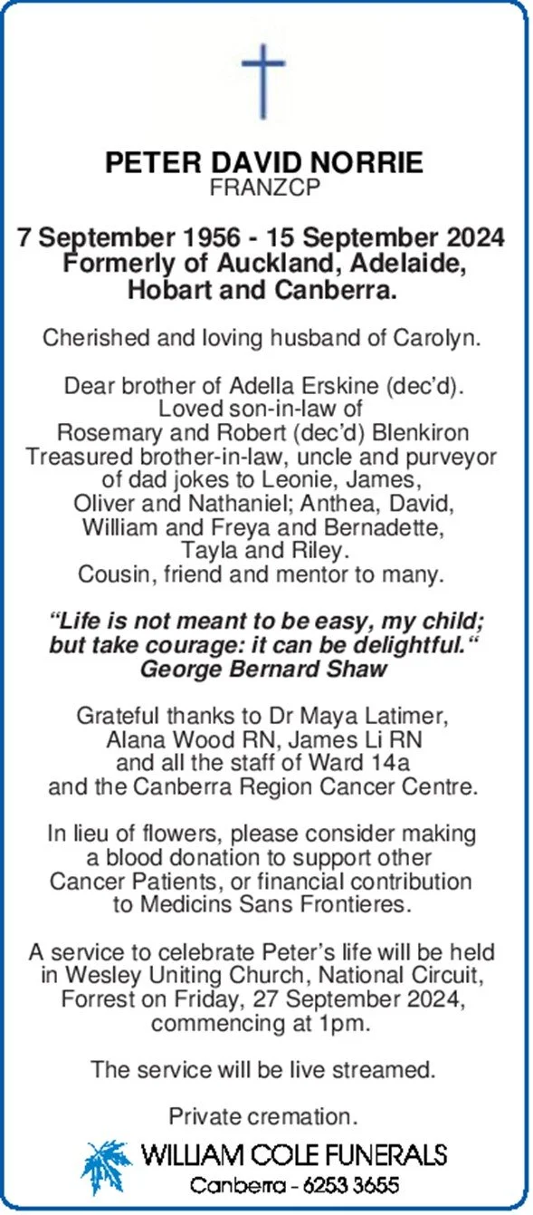 Peter Norrie — William Cole Funerals | Excellence in Funeral Service