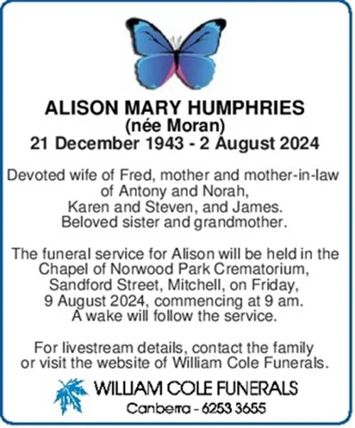 Alison Humphries — William Cole Funerals | Excellence in Funeral Service