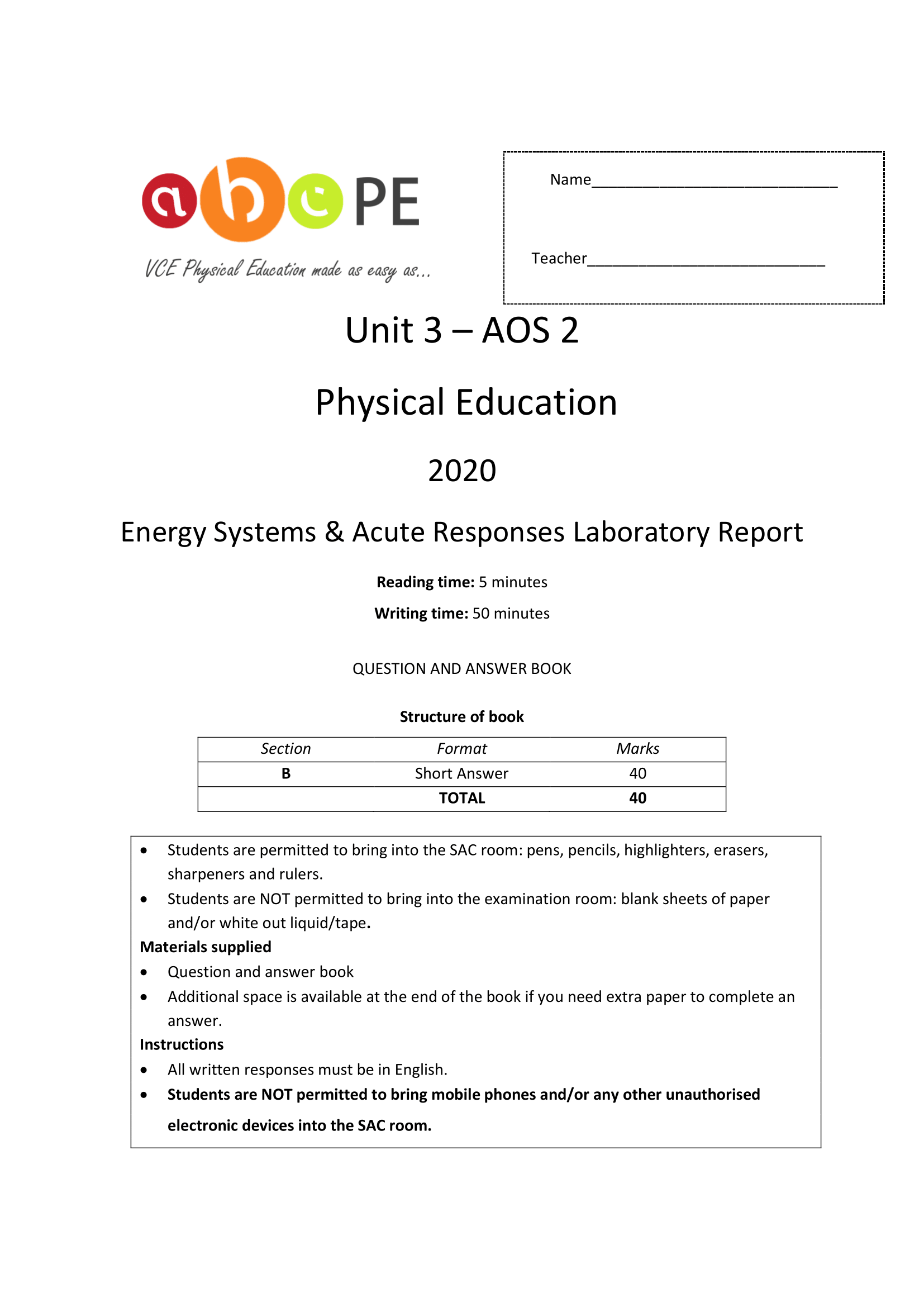 Shop online Resources to Ace VCE PE — abcPE - VCE Physical Education