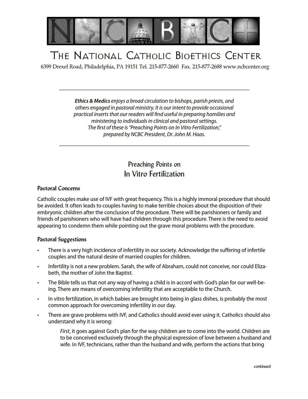 Preaching Points: On In Vitro Fertilization (IVF) — The National ...