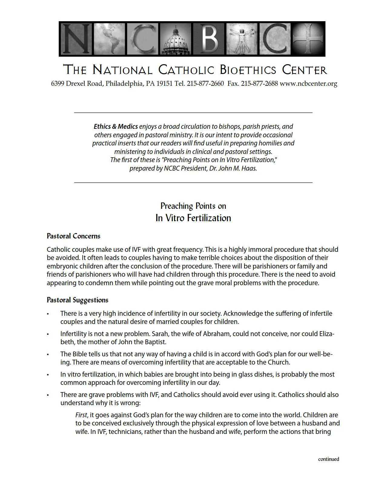 Preaching Points: On In Vitro Fertilization (IVF) — The National ...