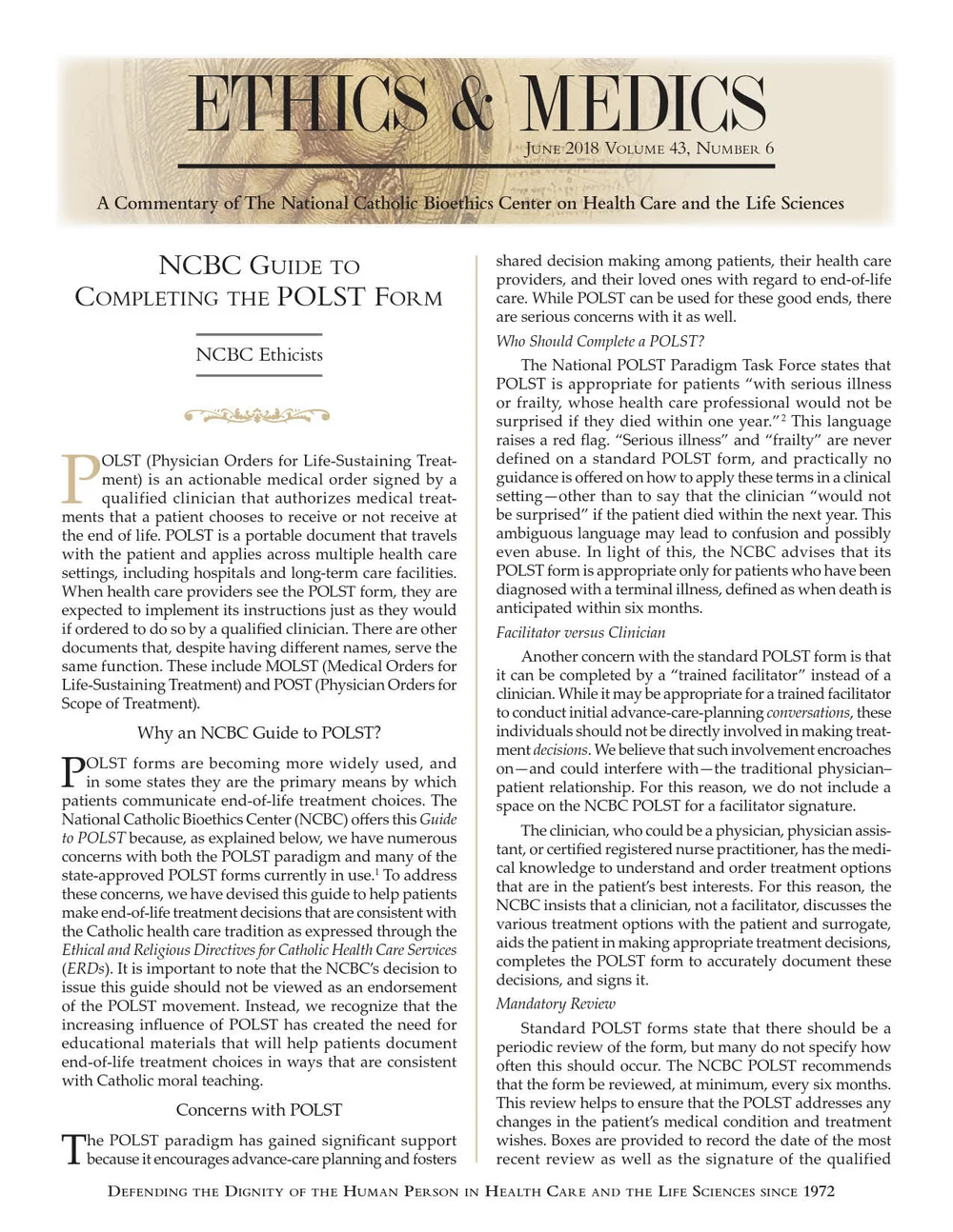 NCBC Guide to Completing the POLST Form — The National Catholic ...