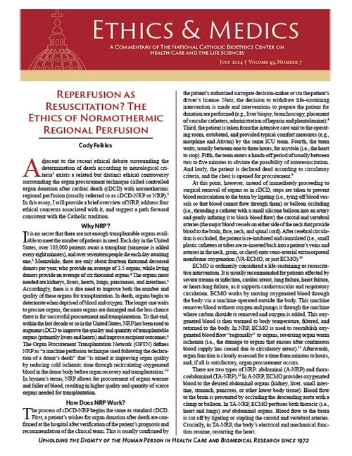 Ethics & Medics — The National Catholic Bioethics Center