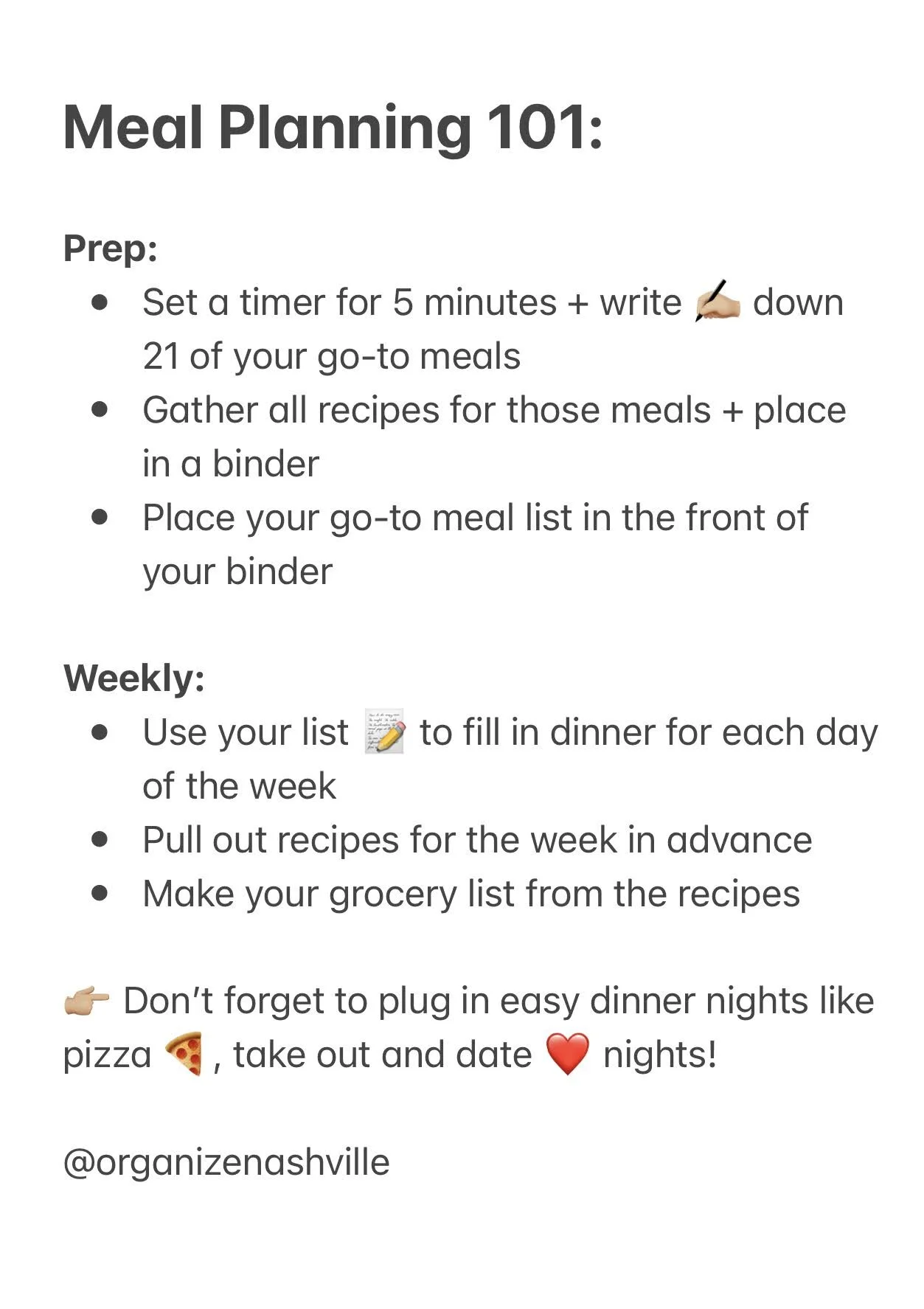 Meal Planning 101 — Organize Nashville