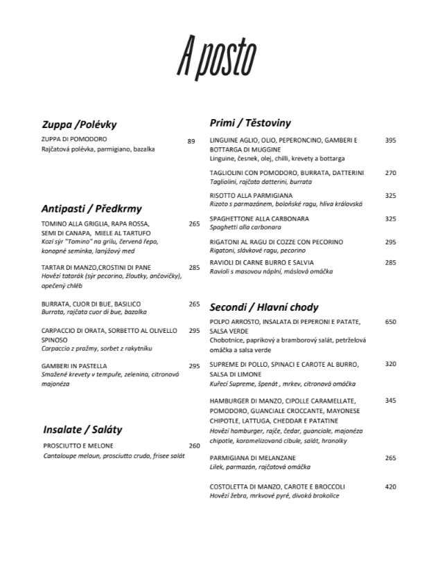 Menu — Aposto