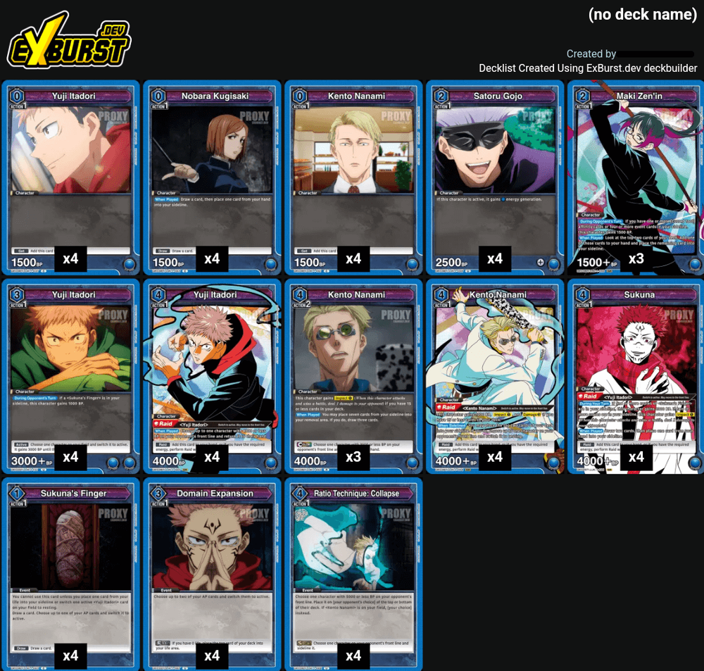 Blue Jujutsu Kaisen Deck Profile: Sukuna and Nanami Builds — Joseph ...