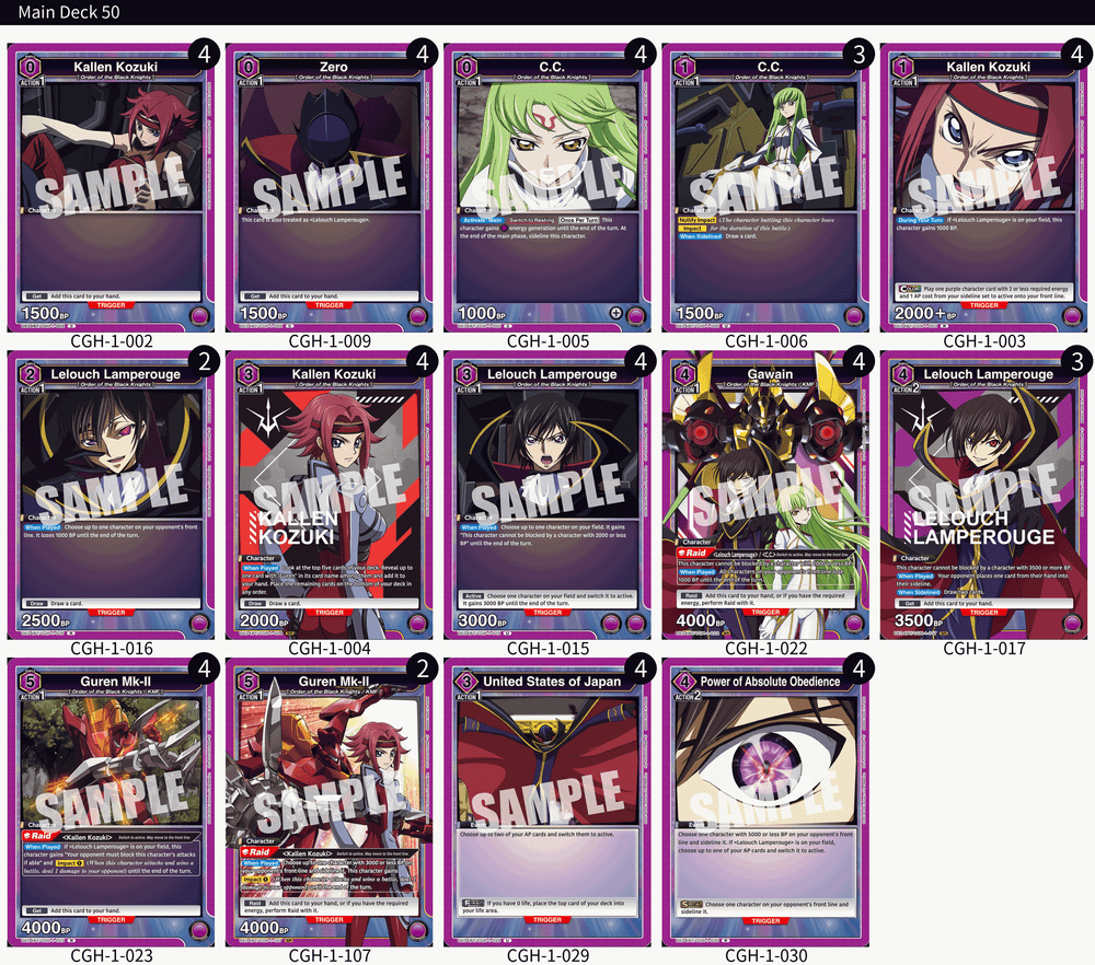 UNION ARENA: Code Geass Purple Deck List & Guide — Joseph Writer Anderson