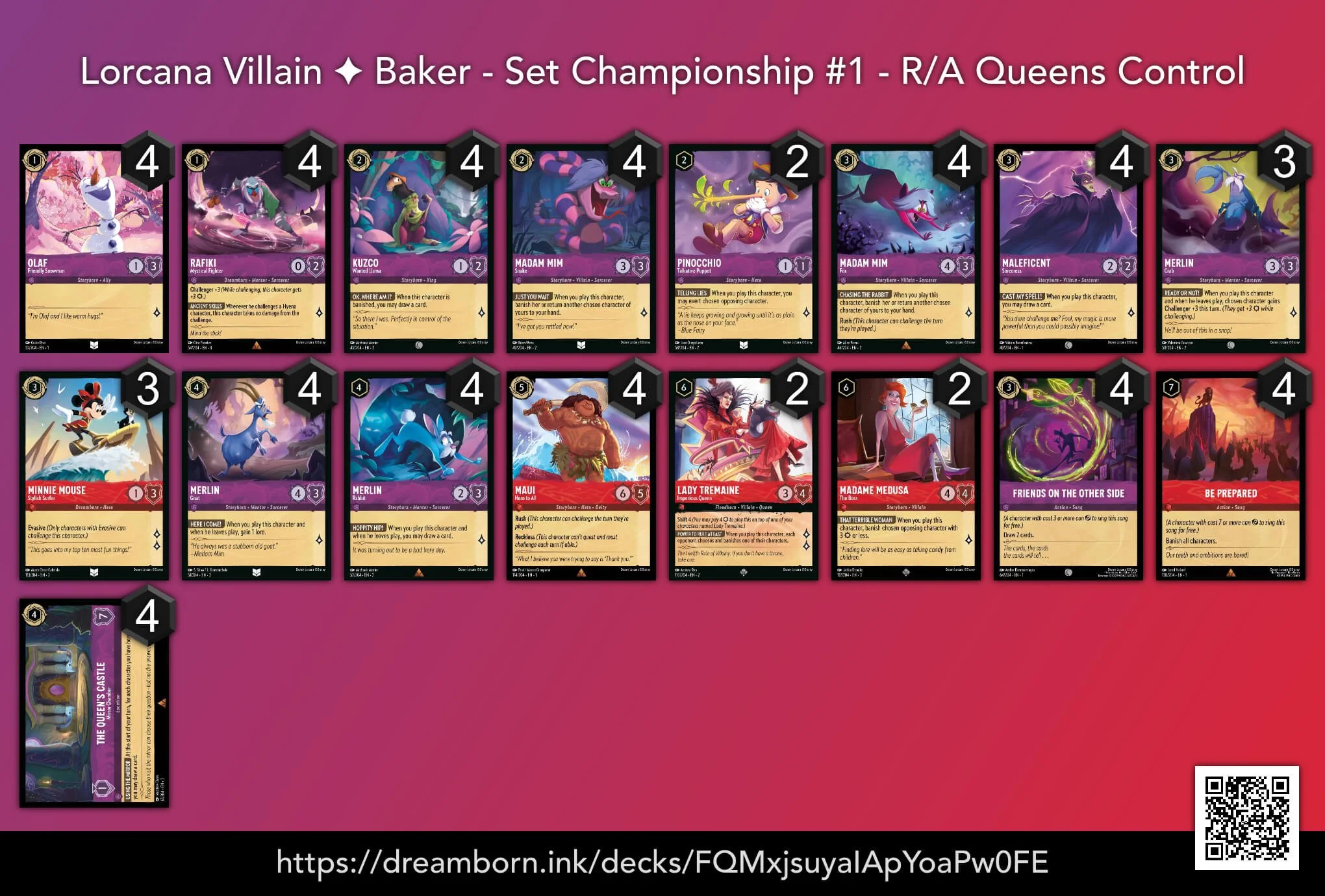 Top Tier Disney Lorcana Ruby/Amethyst Deck (April 2024) — Joseph Writer Anderson