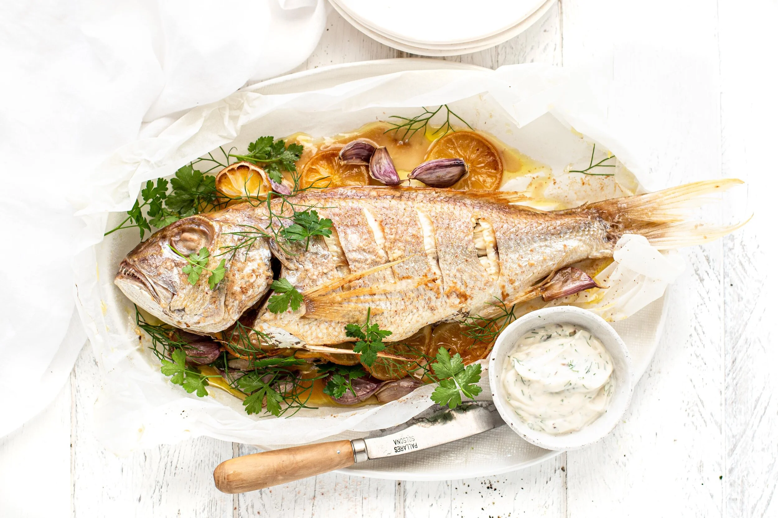 Weber Q Barbecued Whole Goldband Snapper with Garlic & Lemon ...