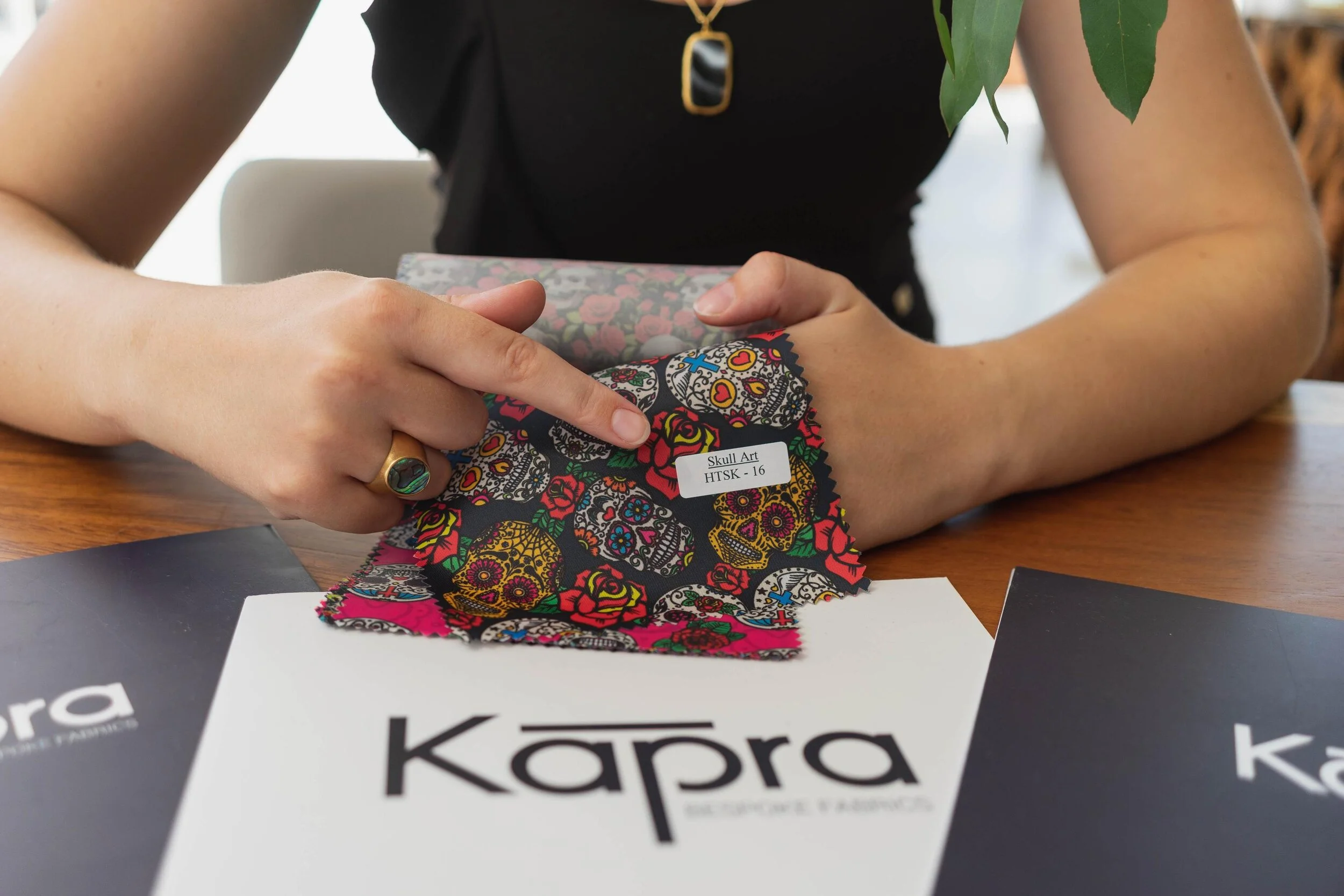 Calaveras & Roses on Black Suit Lining - HTSK #16 — Kapra Fabrics