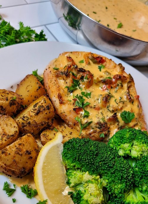 Crawfish Stuffed Chicken x Lobster Cream Sauce — I Can Eat That