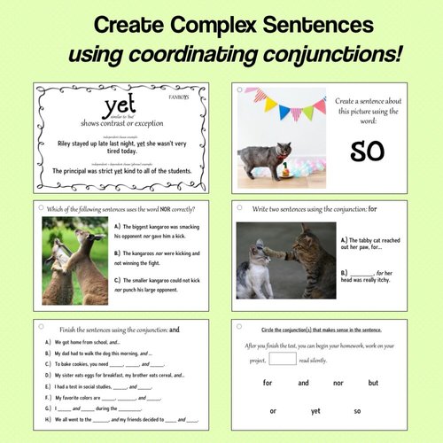 Conjunction Photo Cards for And, But, So, Because — The Speech Express