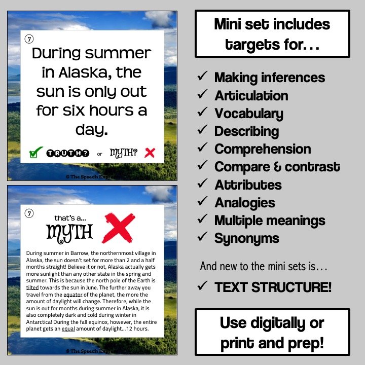 Truth or Myth Winter Mini Set: An Activity for Mixed Speech and ...