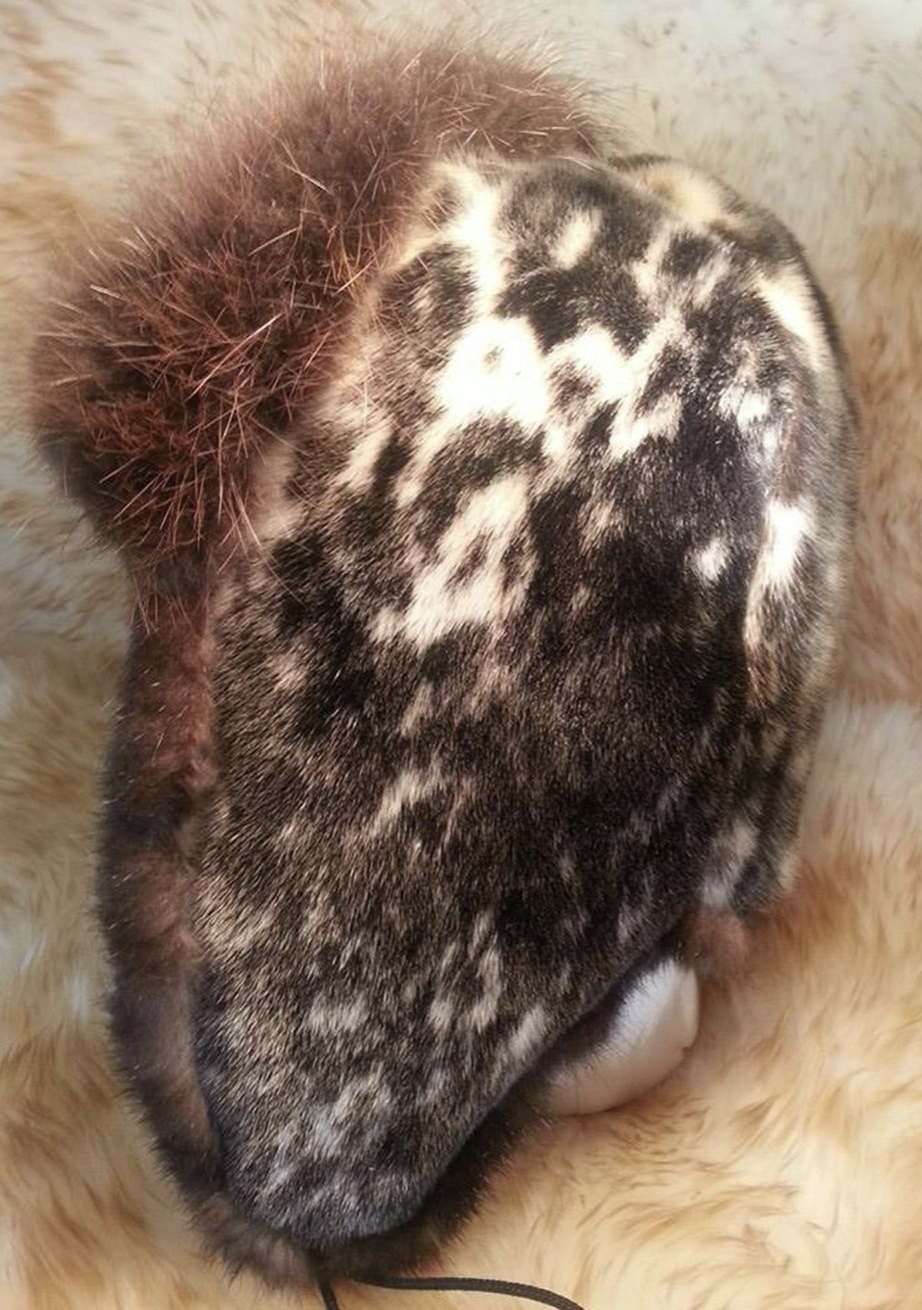 Seal & Sea Otter Fur Trapper Hat with Quilted Liner & Elastic ...