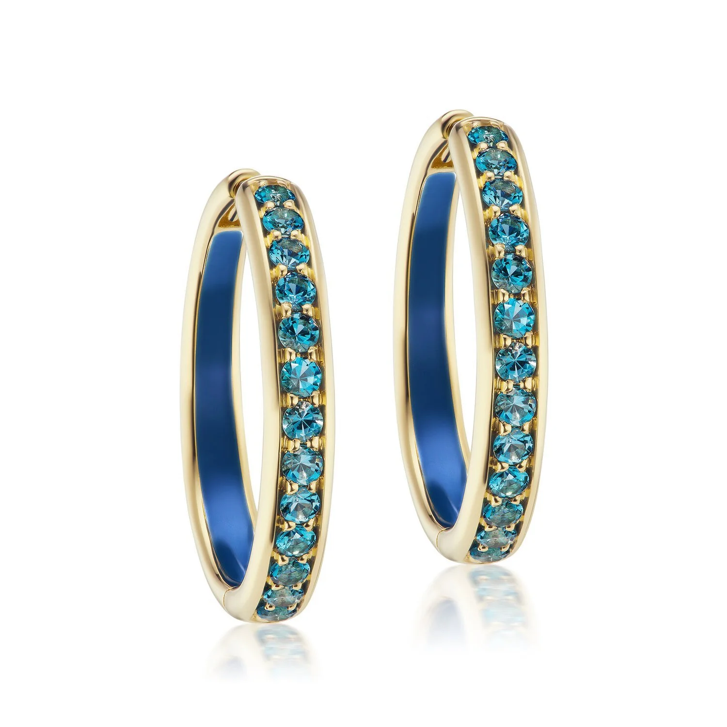 Cirque 3/4 Inch Hoops with London Blue Topaz and Enamel — Hauser's ...