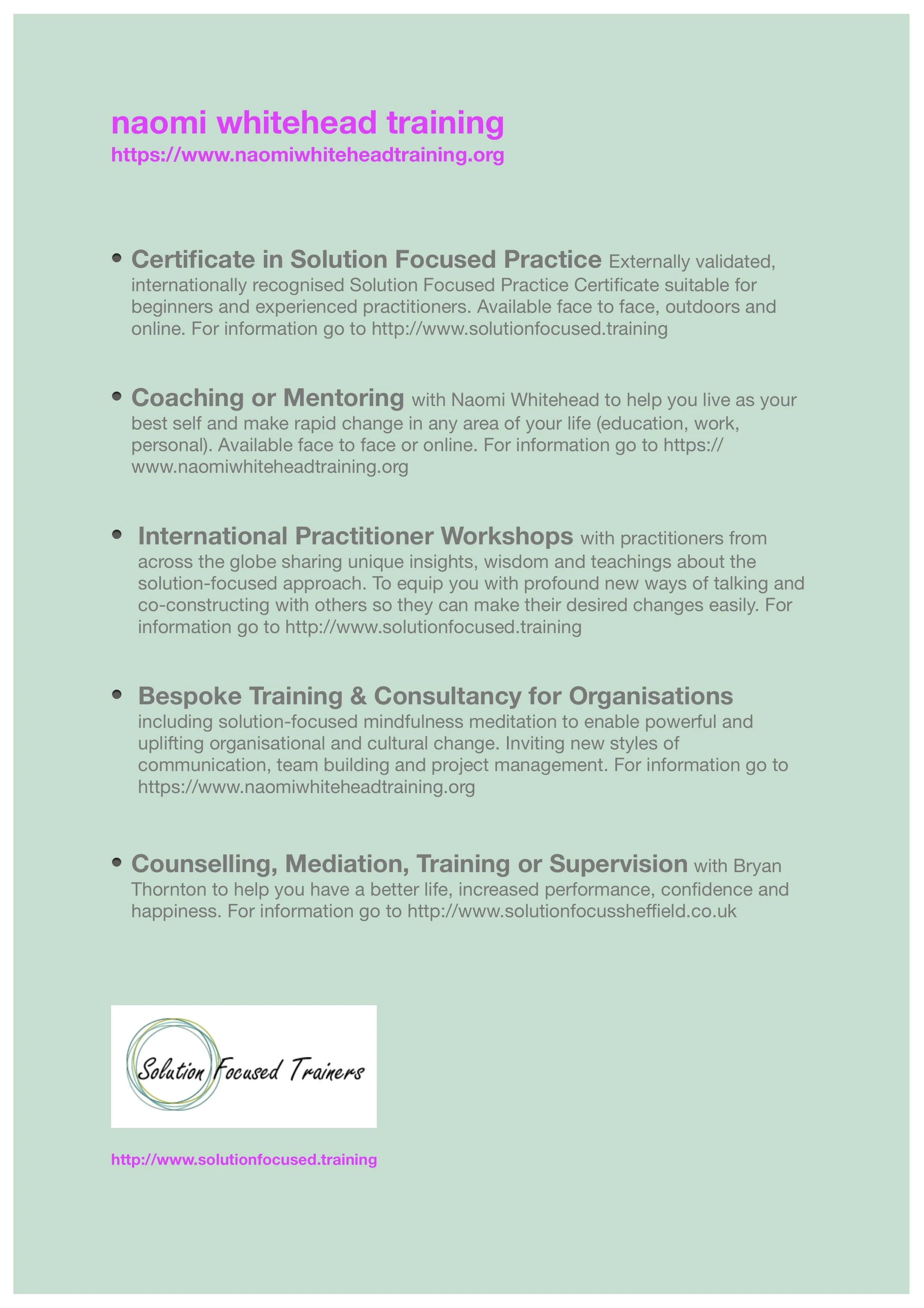 workshops & training — naomi whitehead training