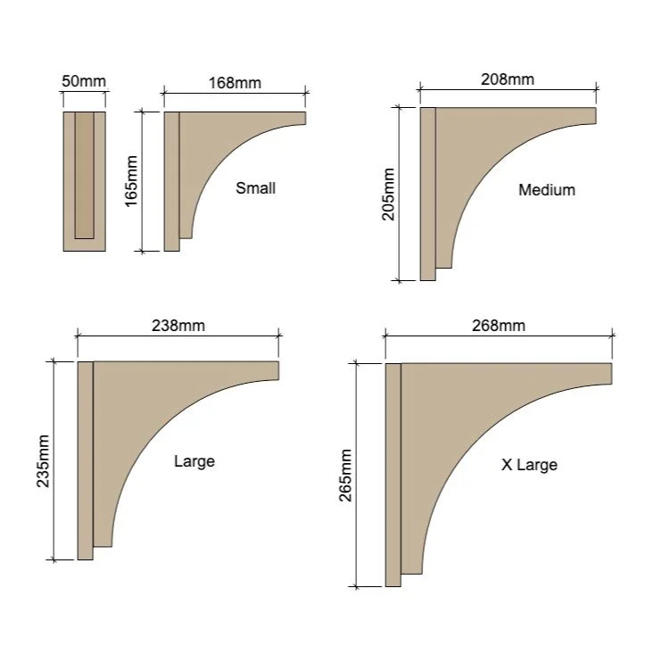 Solid Oak Shelf Brackets - Stylish modern design - Hidden fixings - 3 ...