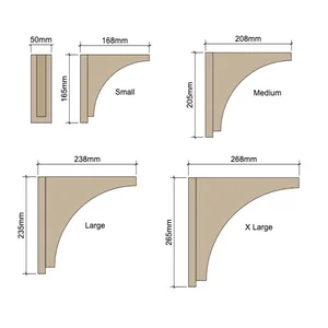 Solid Oak Shelf Brackets - Stylish modern design - Hidden fixings - 3 ...