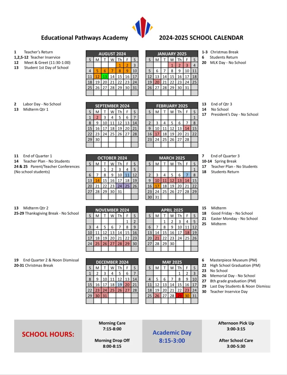 Academic Calendar | School for Dyslexia in Florida — Educational ...