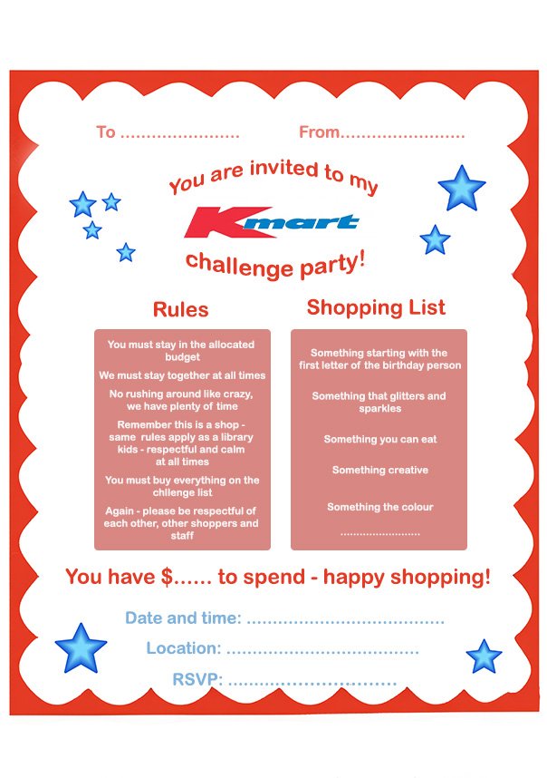 The Trending Birthday Party Idea: The Kmart Shopping Challenge — Mamma ...