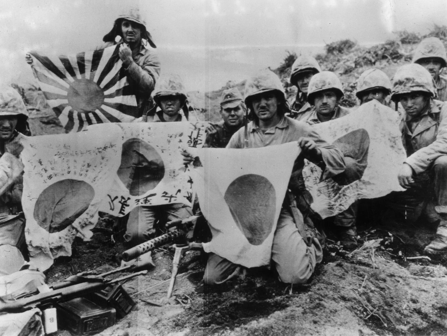 Japanese Flag During Ww2 Black And White