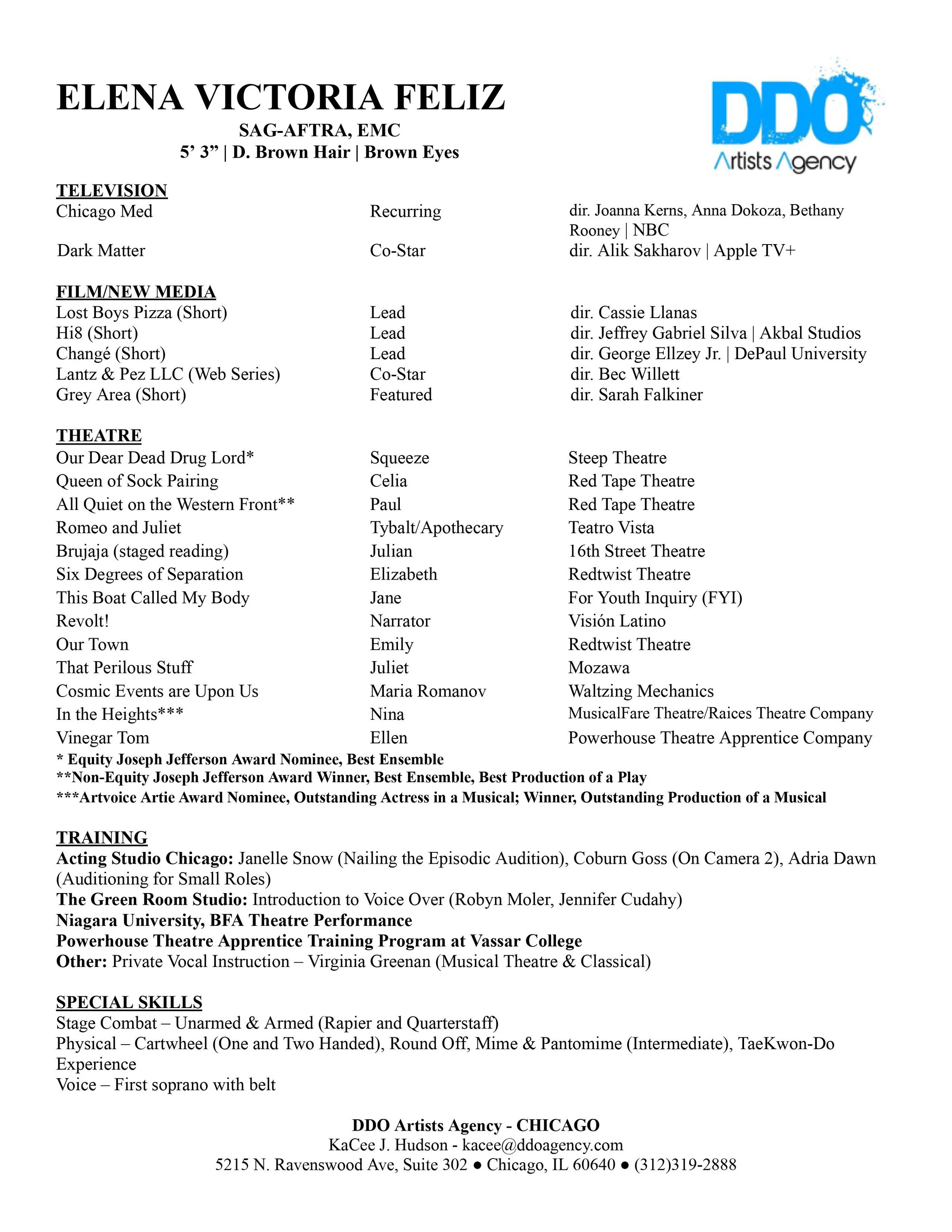 Resume — Elena Victoria Feliz