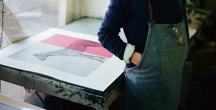 Guy Allen Studio — Pink horse artwork by Norfolk-based printmaker