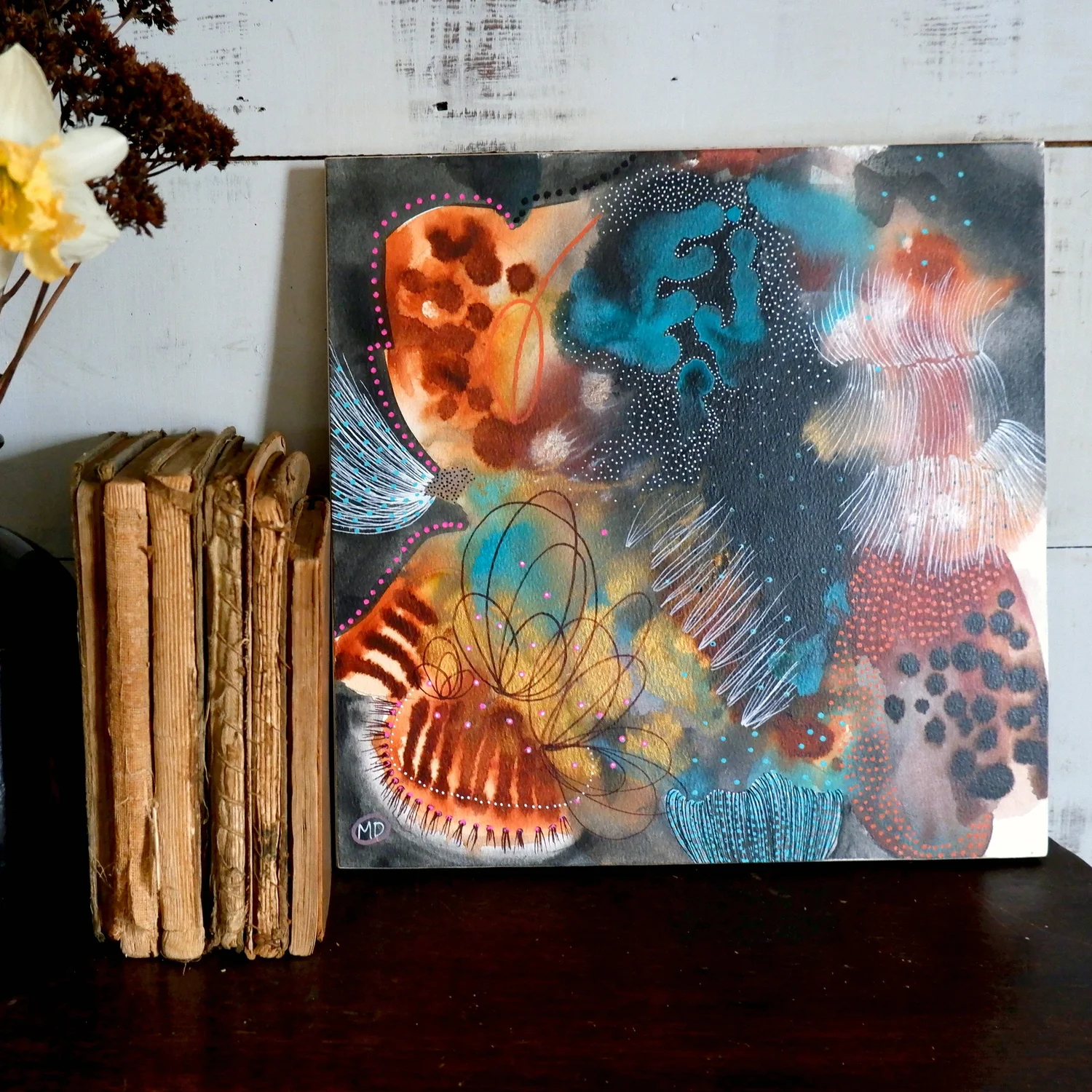 Abstract Original Mixed Media Painting Lifeform No. 406 "Rattlesnake ...