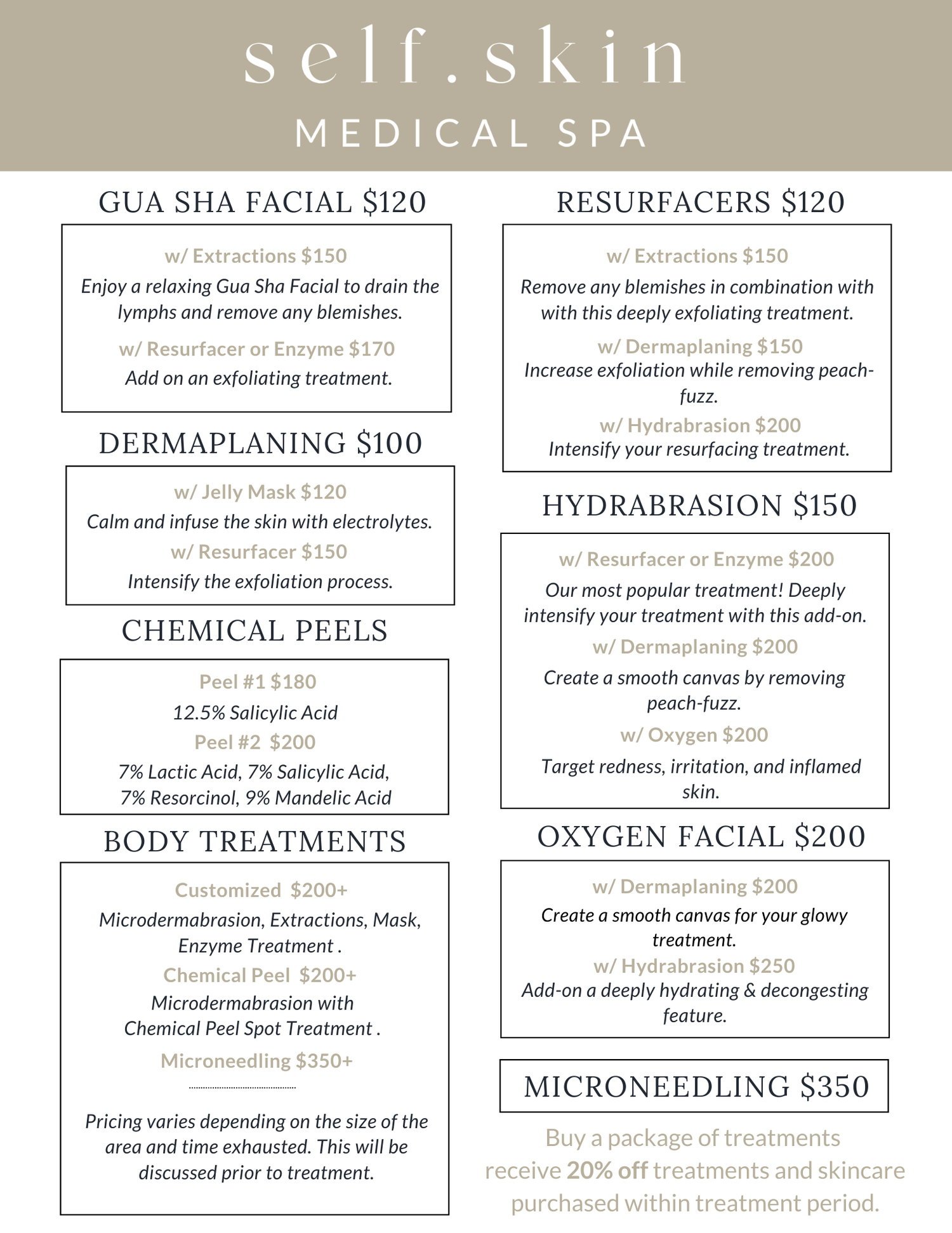 Service Menu- Medical Spa — self.skin