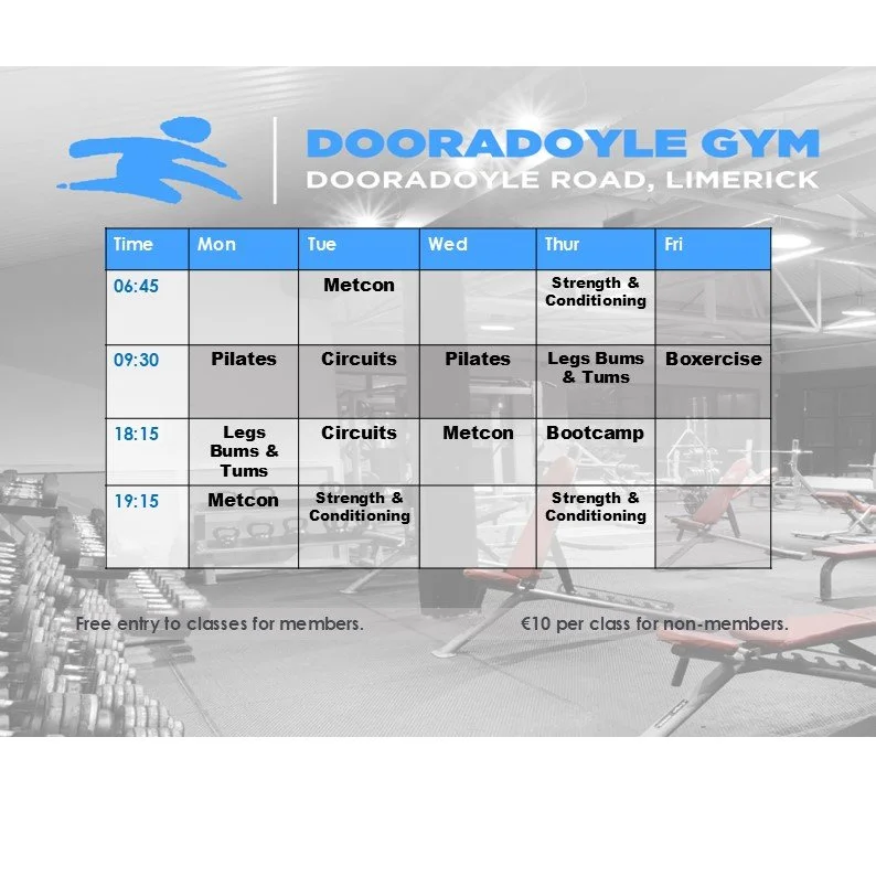 Class Timetable — Dooradoyle Gym Limerick