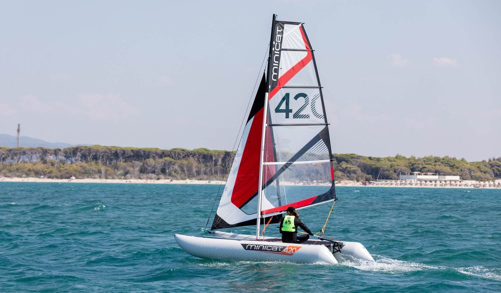 MiniCat 420 — Portable Inflatable Mini Catamaran Sailboat | Sailing Awaits