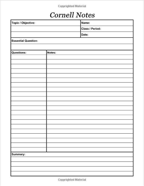 Graph Paper with Cornell Notes — FEELERGY