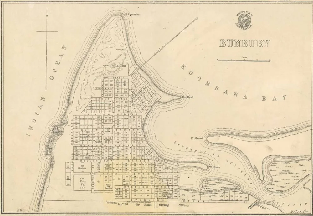 Bunbury Map 1851-1880 — Streets of Bunbury