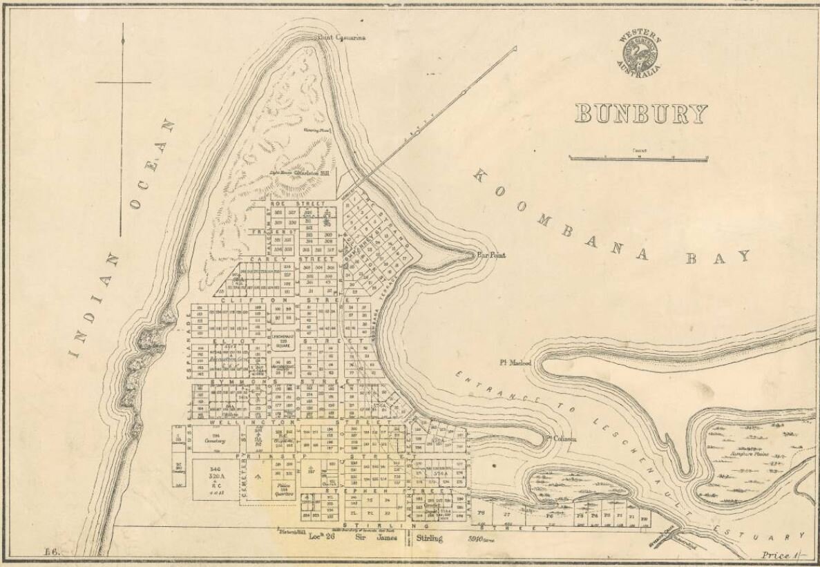 Bunbury Map 1851-1880 — Streets of Bunbury