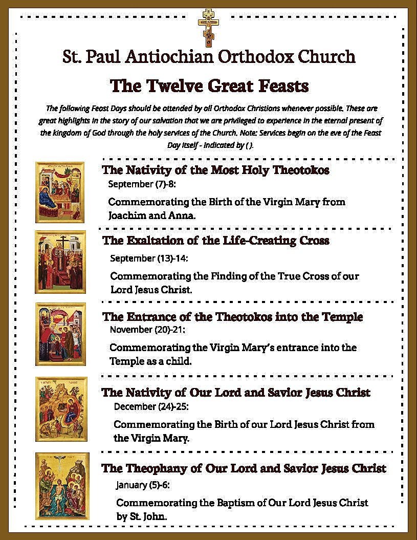 Calendar — St. Paul Orthodox Church Calendar — St. Paul Orthodox Church