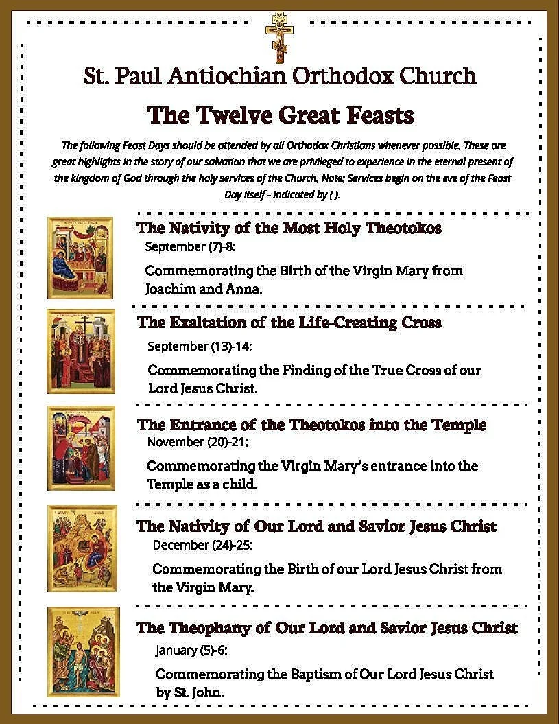Calendar — St. Paul Orthodox Church