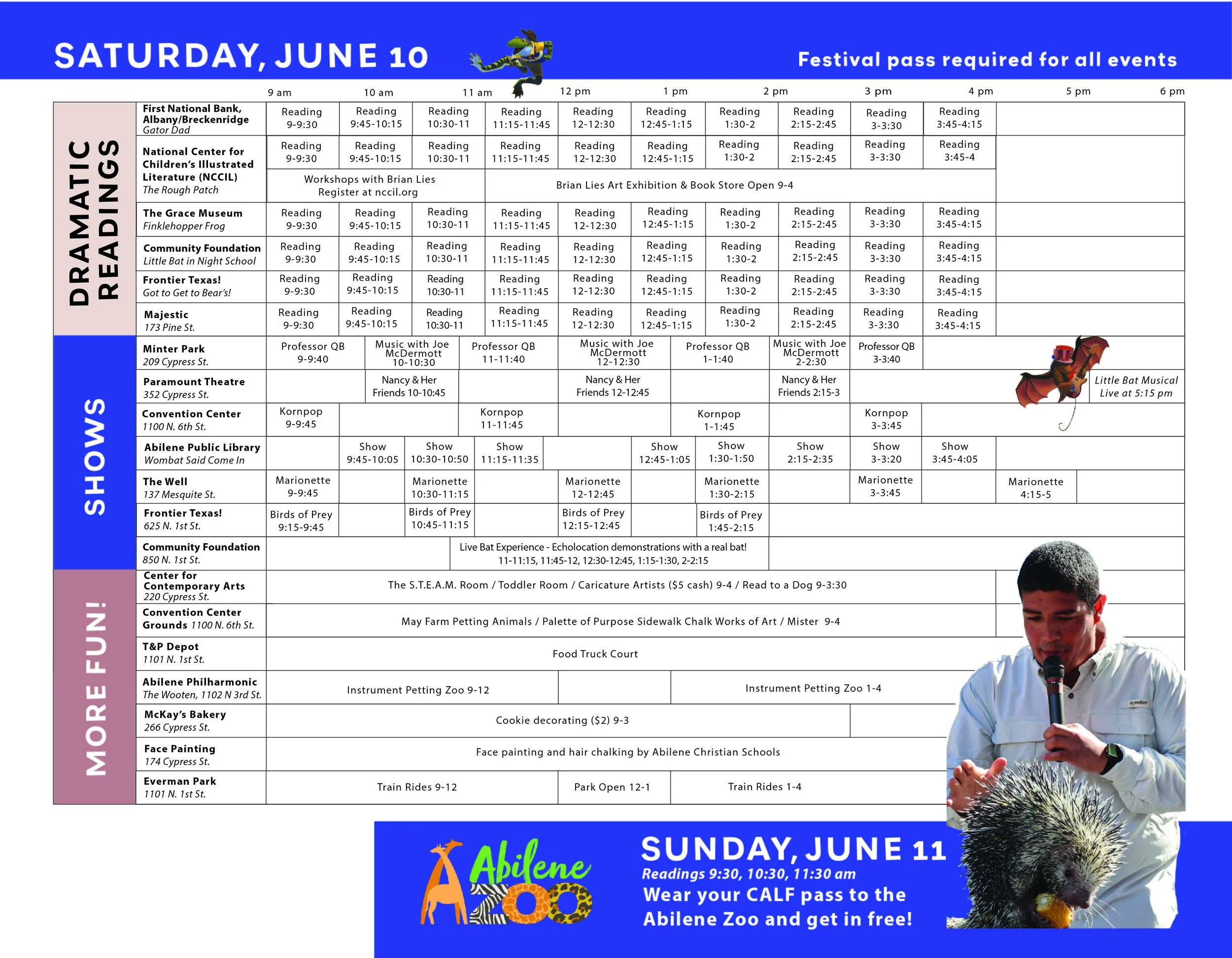 Schedule — Children's Art and Literacy Festival