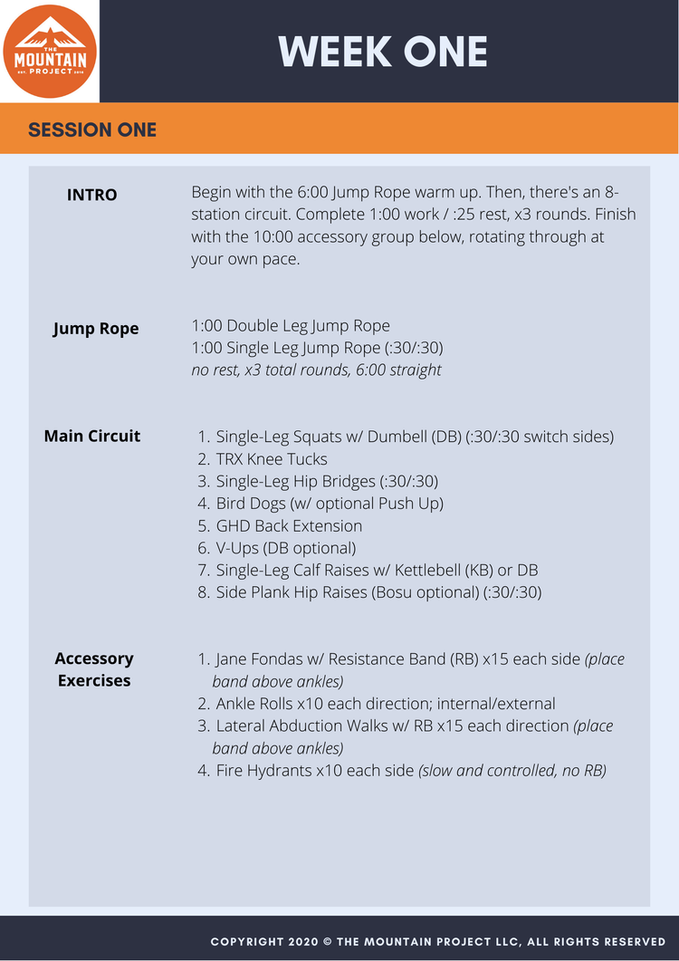 8-WEEK GENERAL MOUNTAIN STRENGTH PLAN — THE MOUNTAIN PROJECT