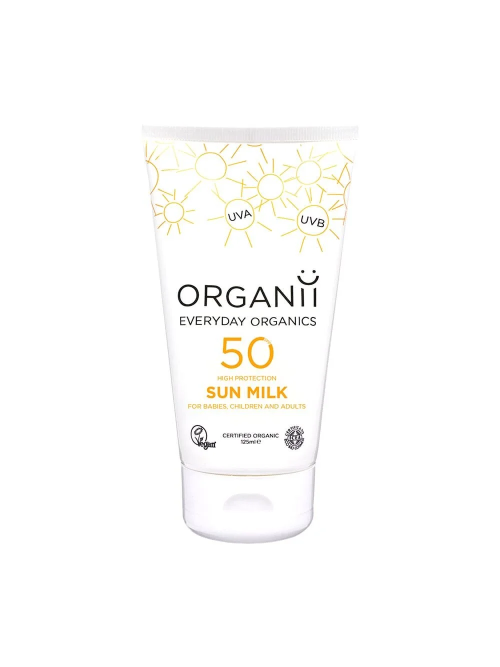 Organic SPF 50 Mineral Sun Milk for Babies, Children and Adults — ORGANii