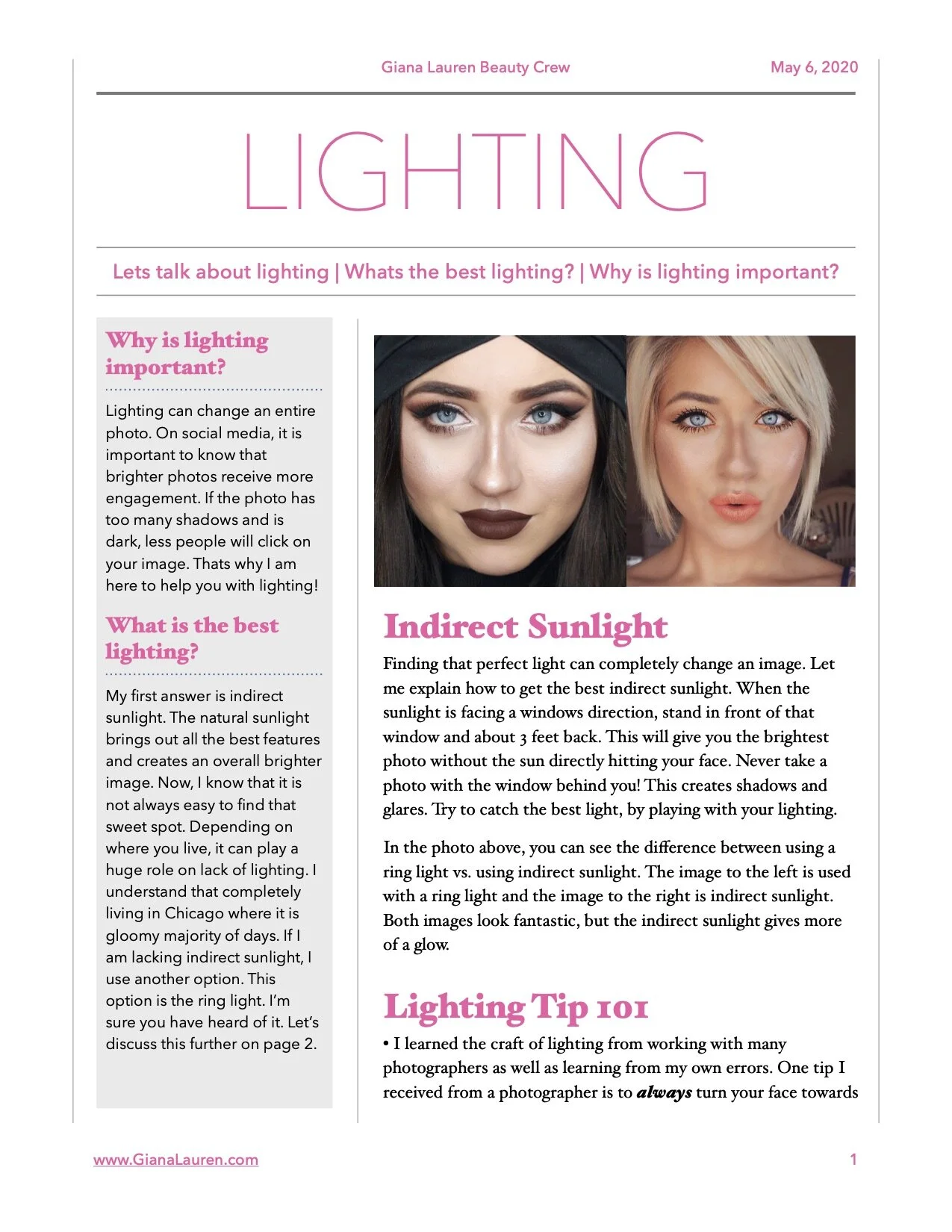 Lighting for Instagram — GIANA LAUREN