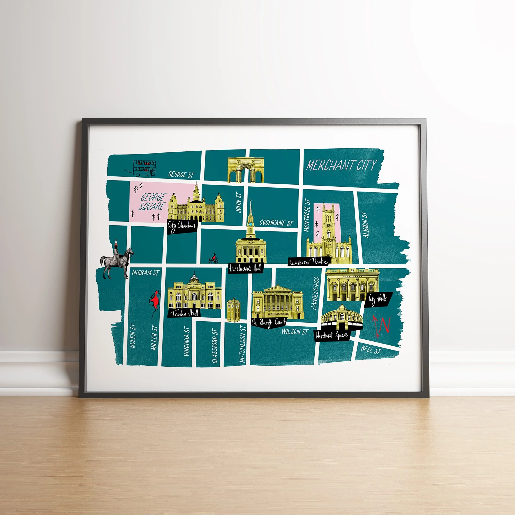 Illustrated Map Of Glasgow Merchant City Nebo Peklo Illustrated Map Of Glasgow Merchant City Nebo Peklo